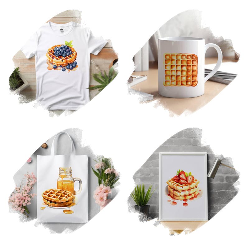 Watercolor Waffles Clipart Bundle, Breakfast Food Clipart, Dessert ...