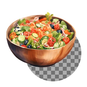 Watercolor Salad Bowls Clipart Bundle, Healthy Meal Clipart, Salad ...