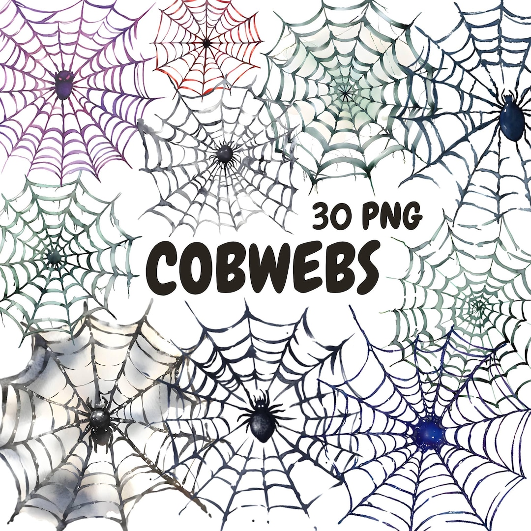 Watercolor Cobwebs Clipart Bundle, Spider Web Clipart, Halloween Cobweb ...