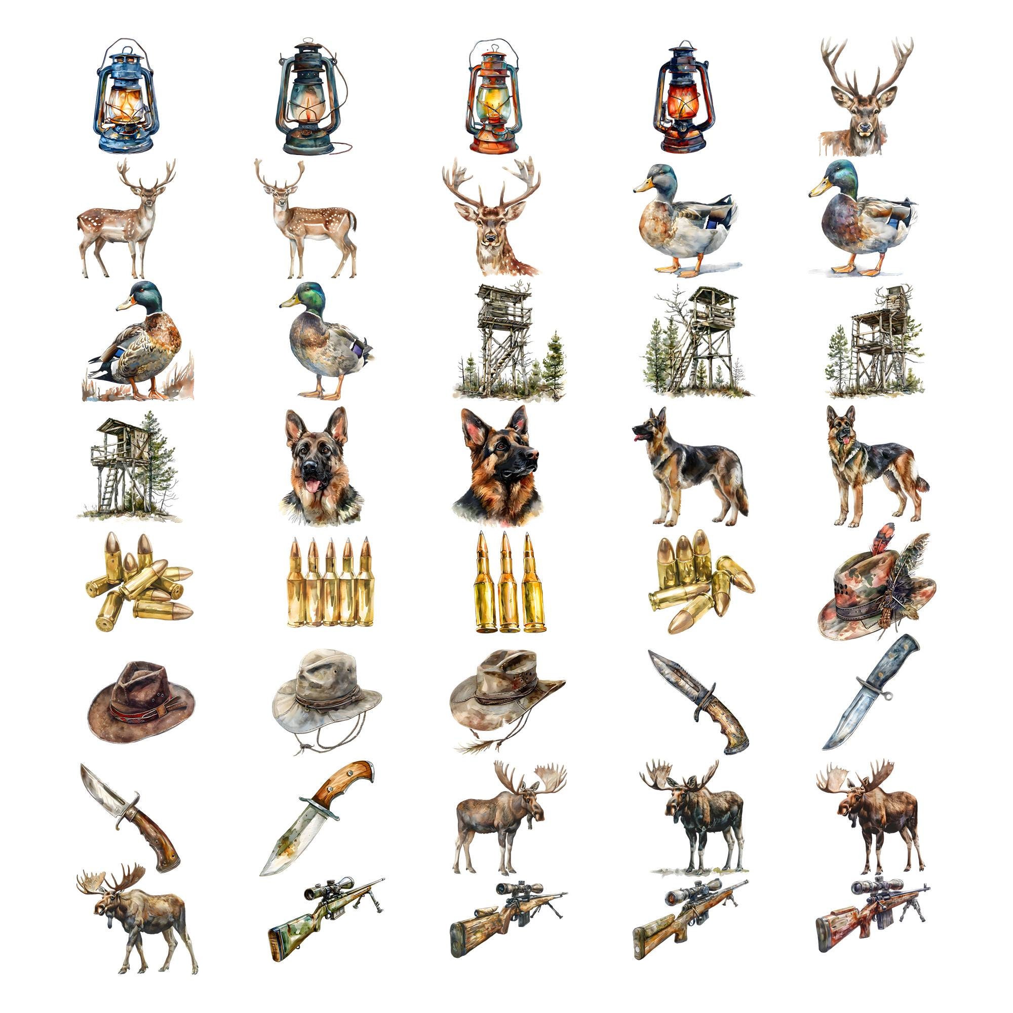 Watercolor Hunting Clipart Bundle, Duck Hunting Clipart, Hunting ...