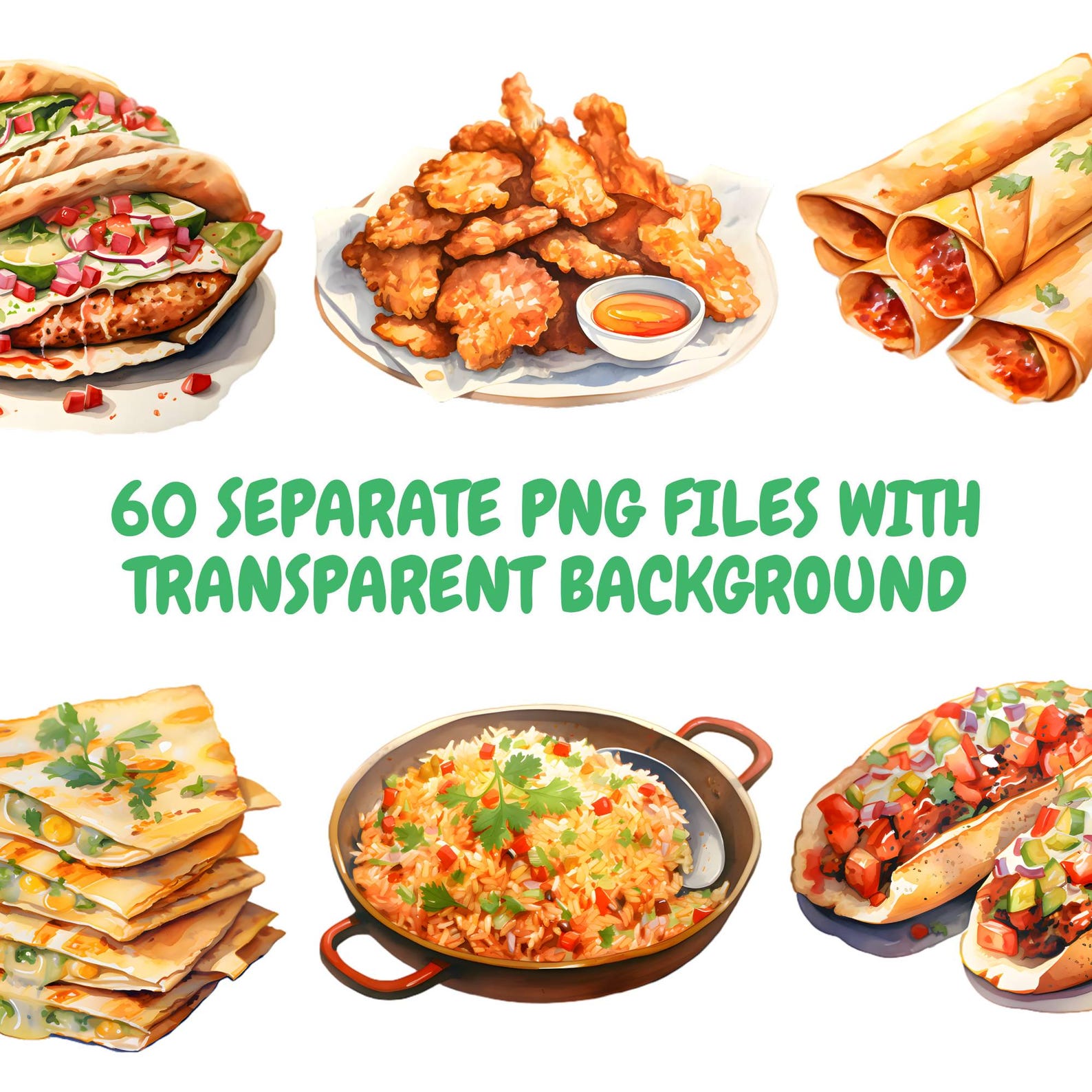 Watercolor Mexican Food Clipart Bundle, Mexican Dishes Clipart, Taco ...