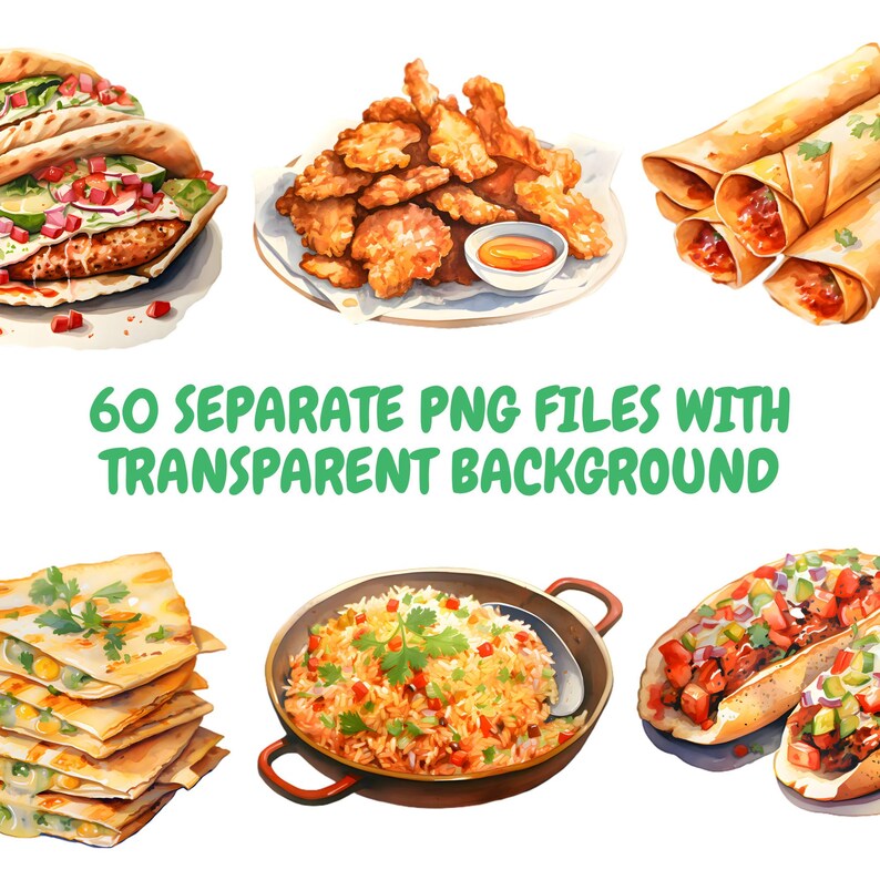 Watercolor Mexican Food Clipart Bundle, Mexican Dishes Clipart, Taco ...