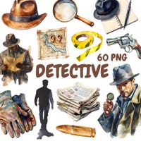 Watercolor Detective Clipart, Detective Graphics, Private Investigator ...