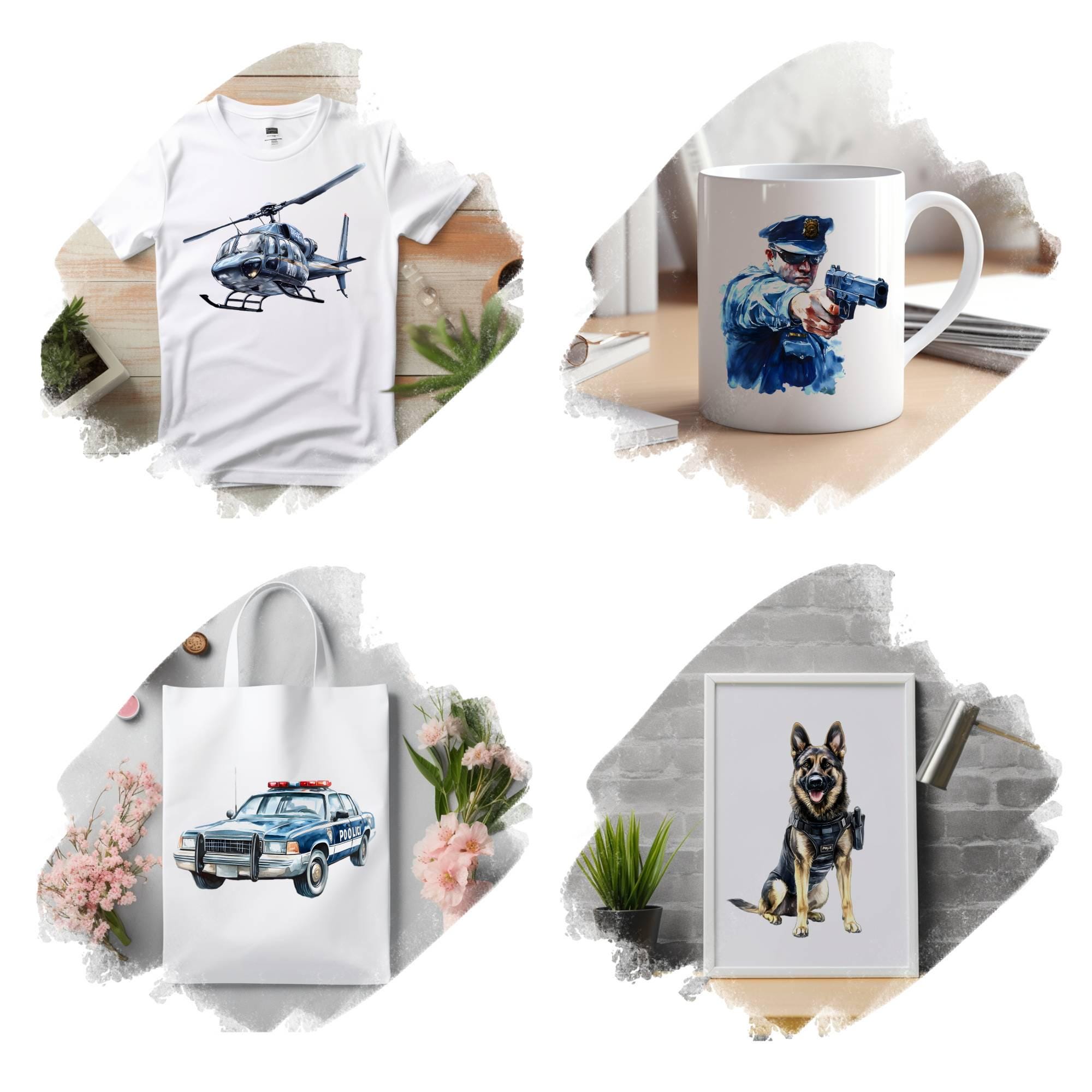 Watercolor Police Clipart Bundle, Law Enforcement Clipart, Security ...