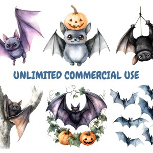 Watercolor Bats Clipart Bundle, Halloween Bats Clipart, Cute Bat ...