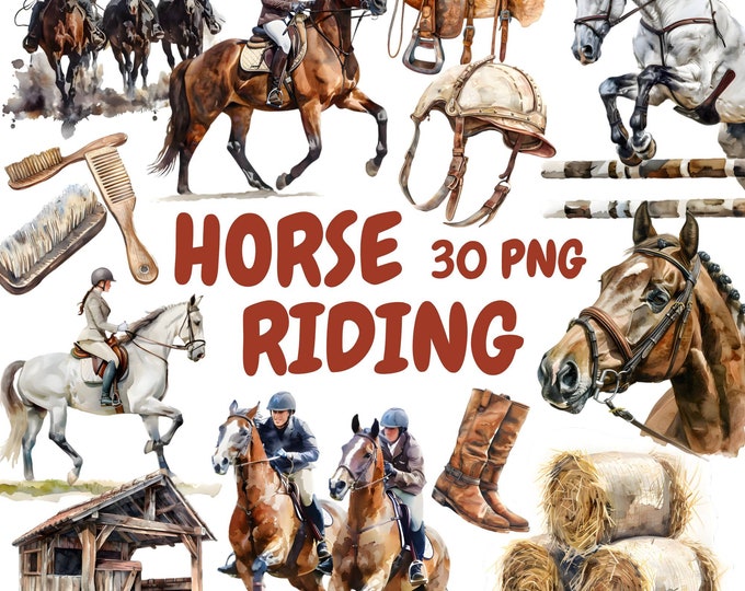 45 Equestrian Sport PNG Clipart, Watercolor Horseback Riding ...
