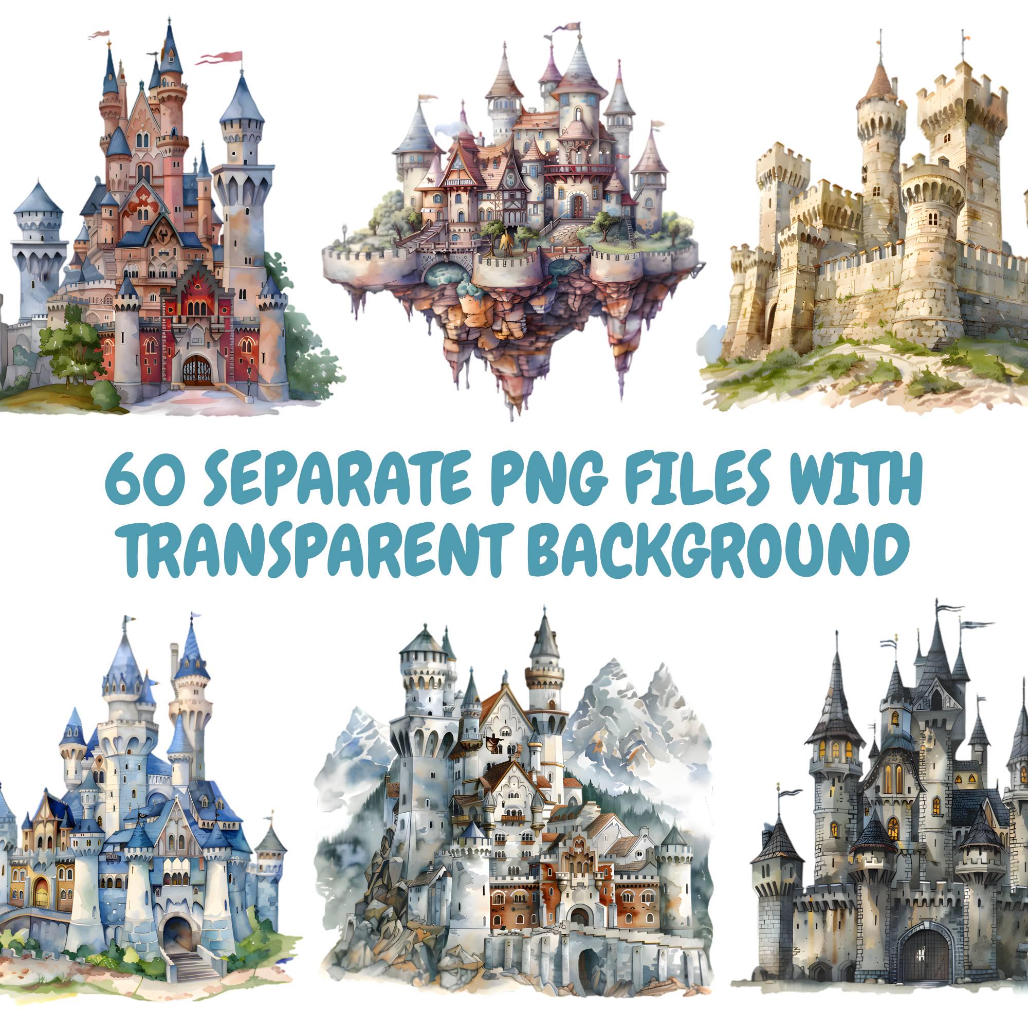 Watercolor Fantasy Castles Clipart Bundle, Fairy Tale Clipart, Castle ...