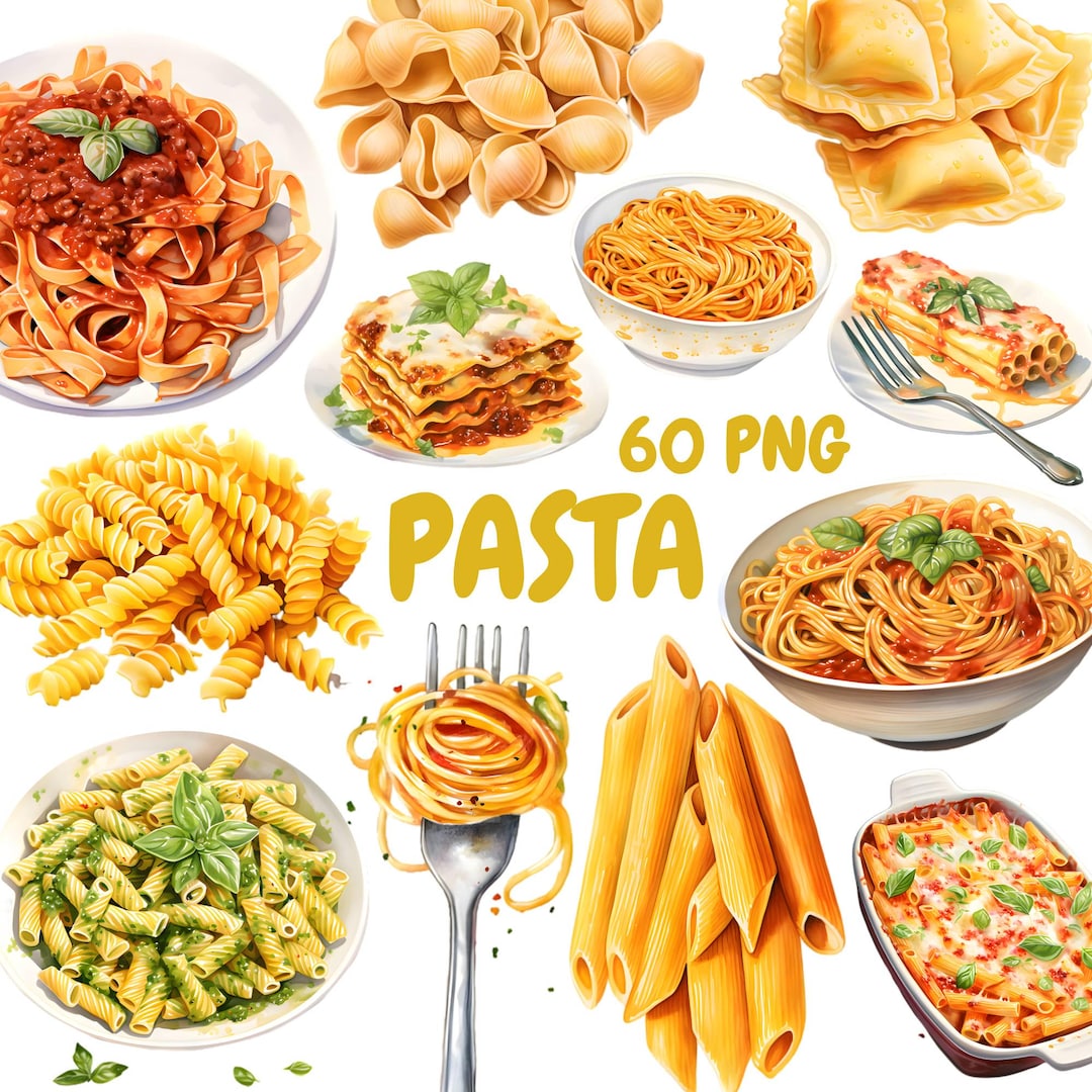 Watercolor Pasta Clipart Bundle, Italian Food Clipart, Spaghetti ...