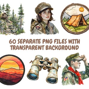 Watercolor Scouting Clipart Bundle, Boy Scout Clipart, Camping ...