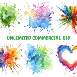 Watercolor Color Splash Clipart Bundle, Paint Splatter Clipart ...