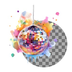 Watercolor Disco Balls Clipart Bundle, Party Lights Clipart, Dance ...
