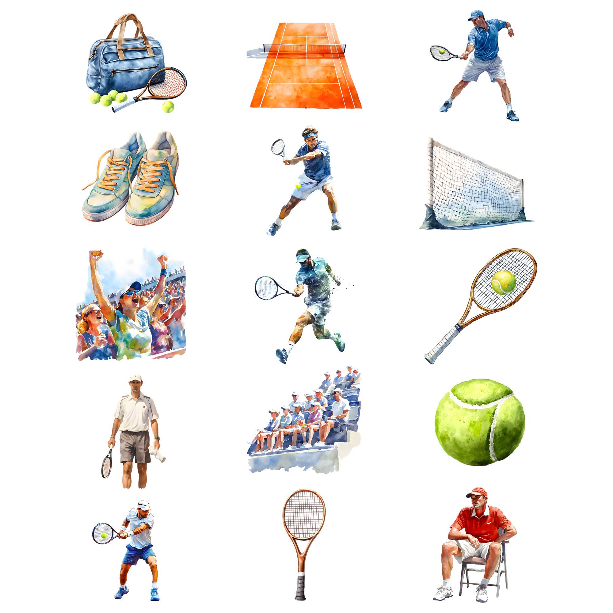 Watercolor Tennis Clipart Bundle, Tennis Racket Clipart, Tennis ...