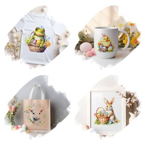Watercolor Easter Animals Clipart Bundle, Cute Easter Animals PNG ...