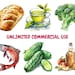 Watercolor Healthy Food Clipart Bundle, Healthy Vegetable Clipart, Food ...