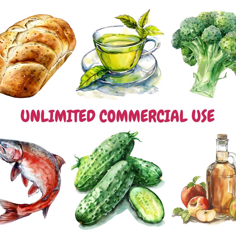Watercolor Healthy Food Clipart Bundle, Healthy Vegetable Clipart, Food ...