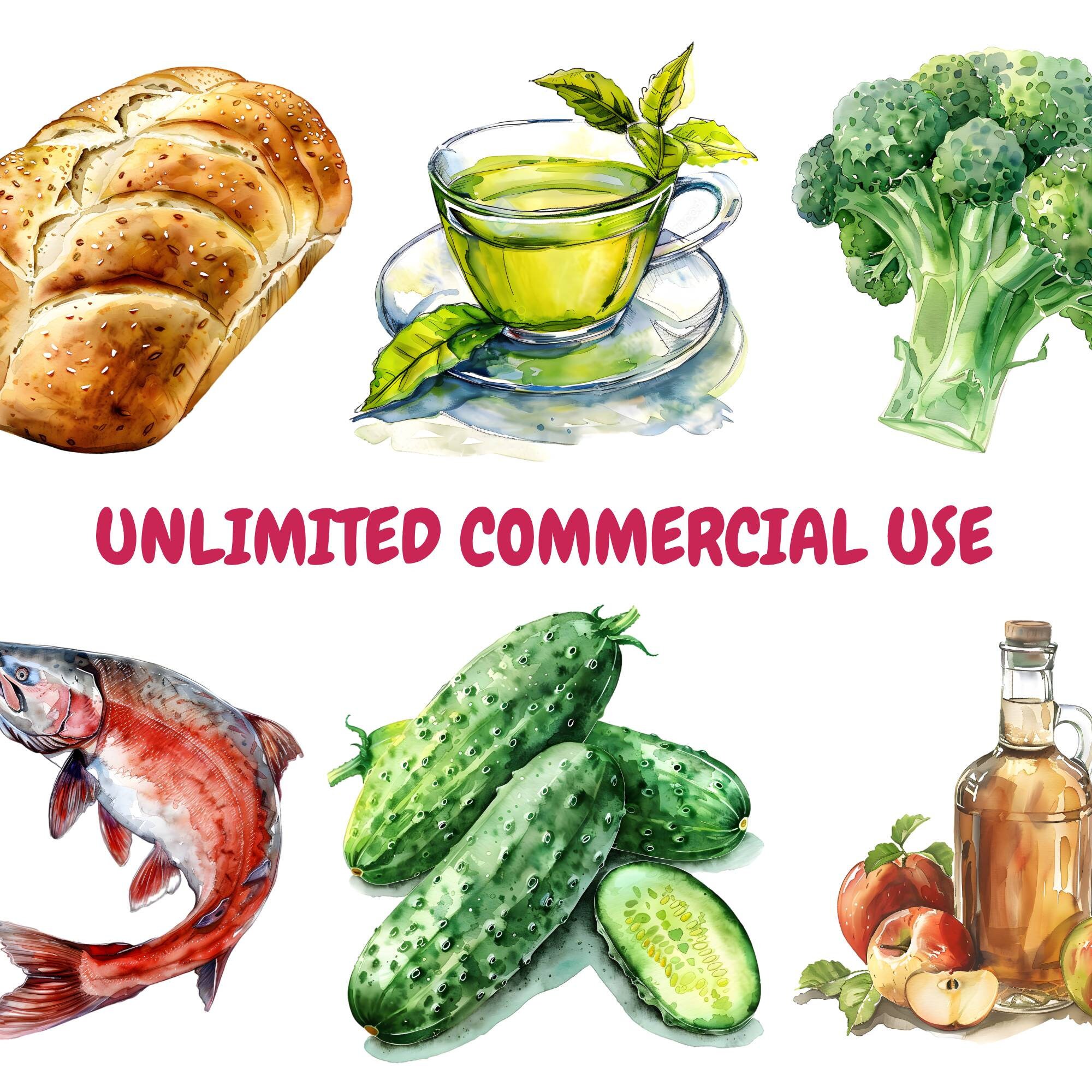 Watercolor Healthy Food Clipart Bundle, Healthy Vegetable Clipart, Food ...