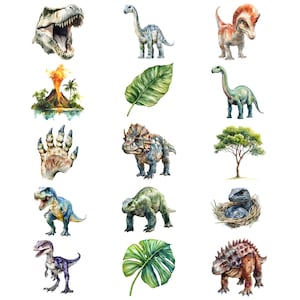 Watercolor Dinosaurs Clipart Bundle, Jurassic Dino Clipart, Prehistoric ...