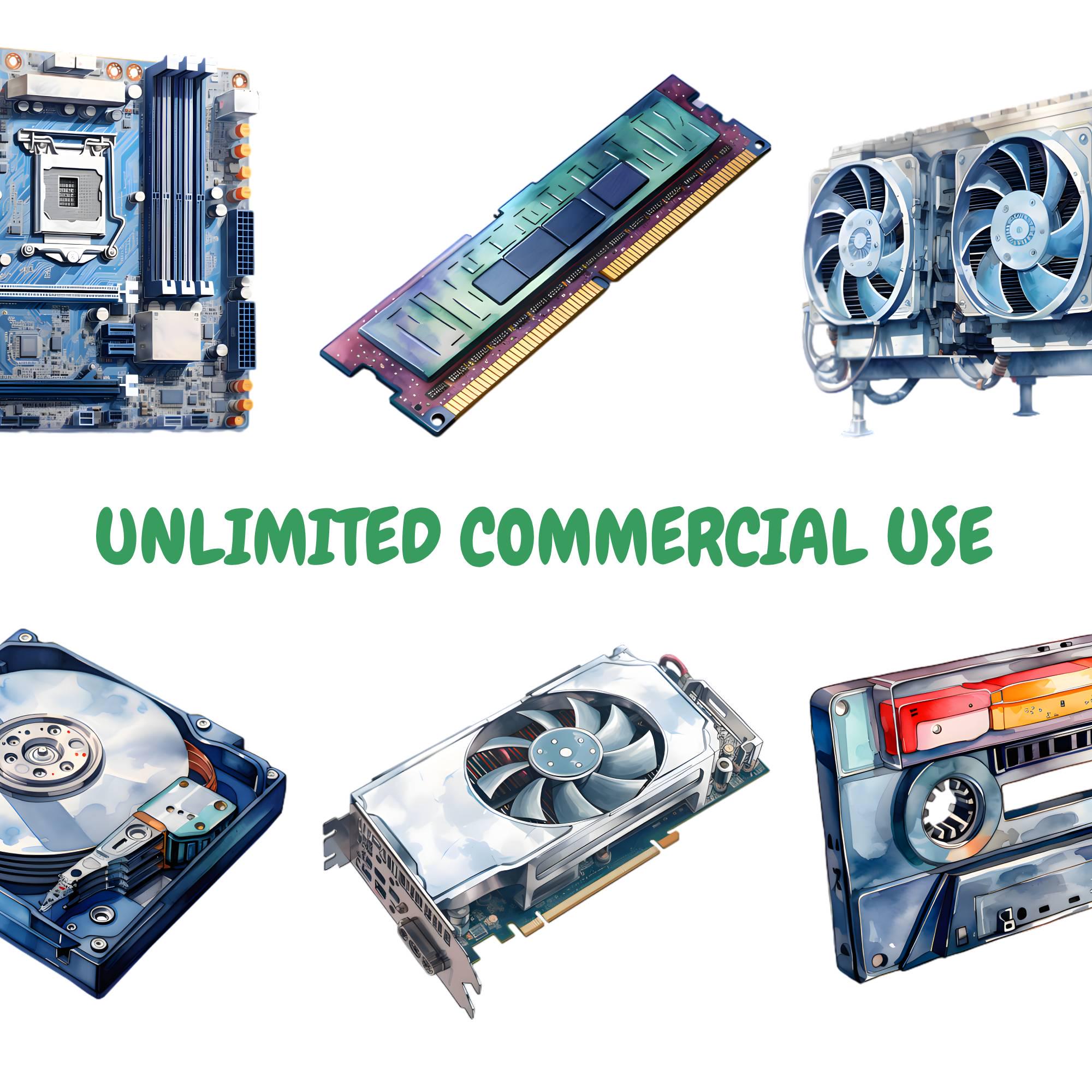 Watercolor Computer Parts Clipart Bundle, Graphics Card Clipart ...