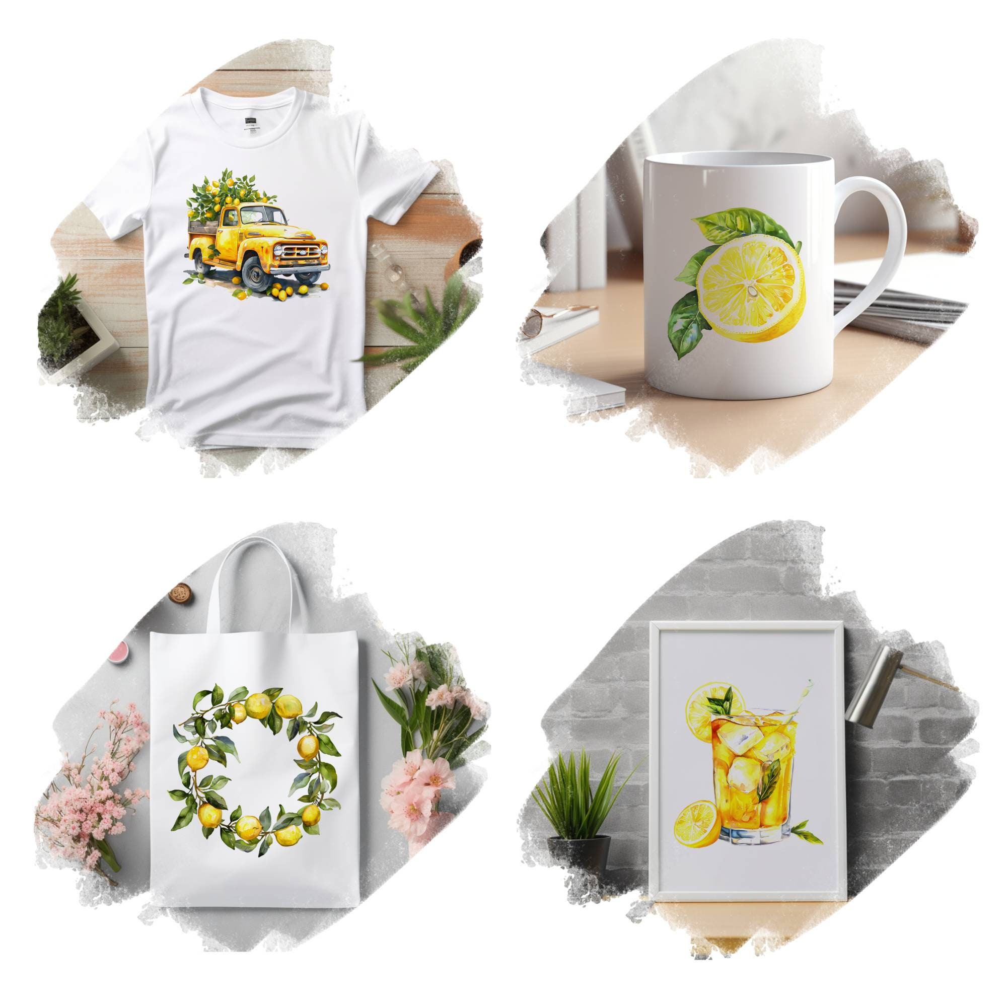 Watercolor Lemon Clipart Bundle, Lemon Branch Clipart, Lemonade ...