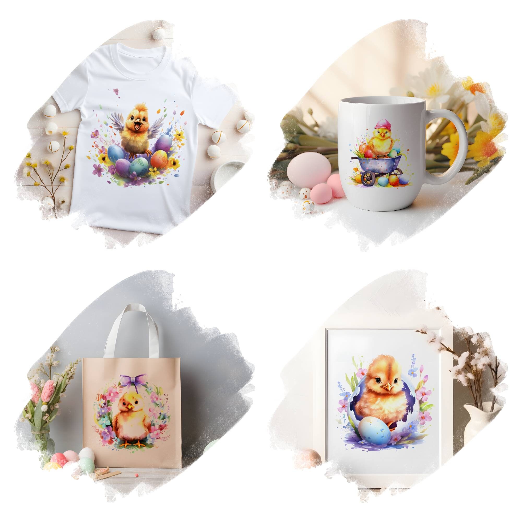 Watercolor Easter Chicks Clipart Bundle, Cute Baby Chick PNG, Happy ...