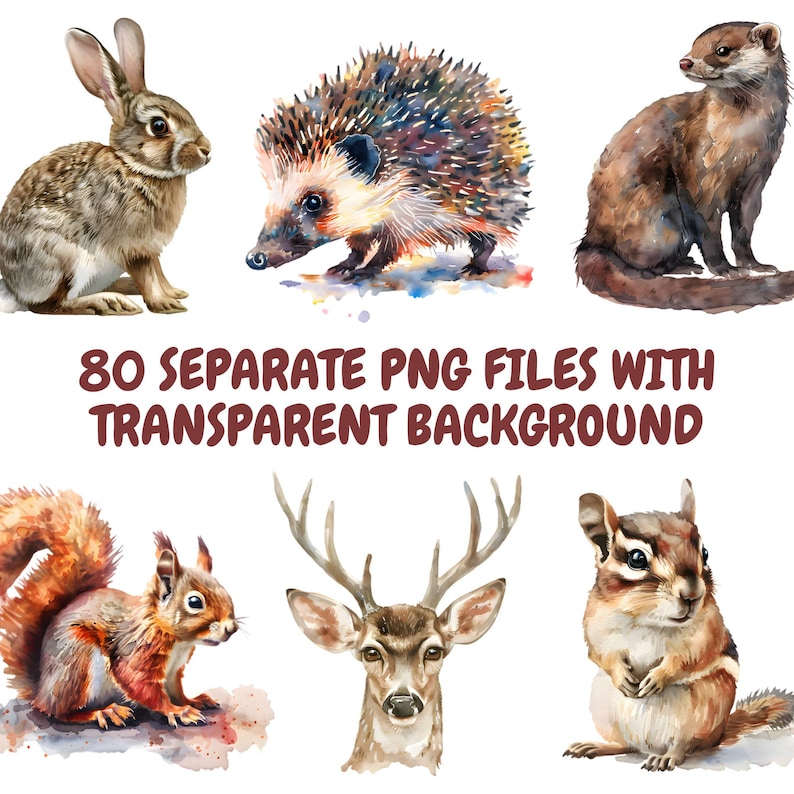 Watercolor Woodland Animals Clipart Bundle, Forest Animals Clipart ...
