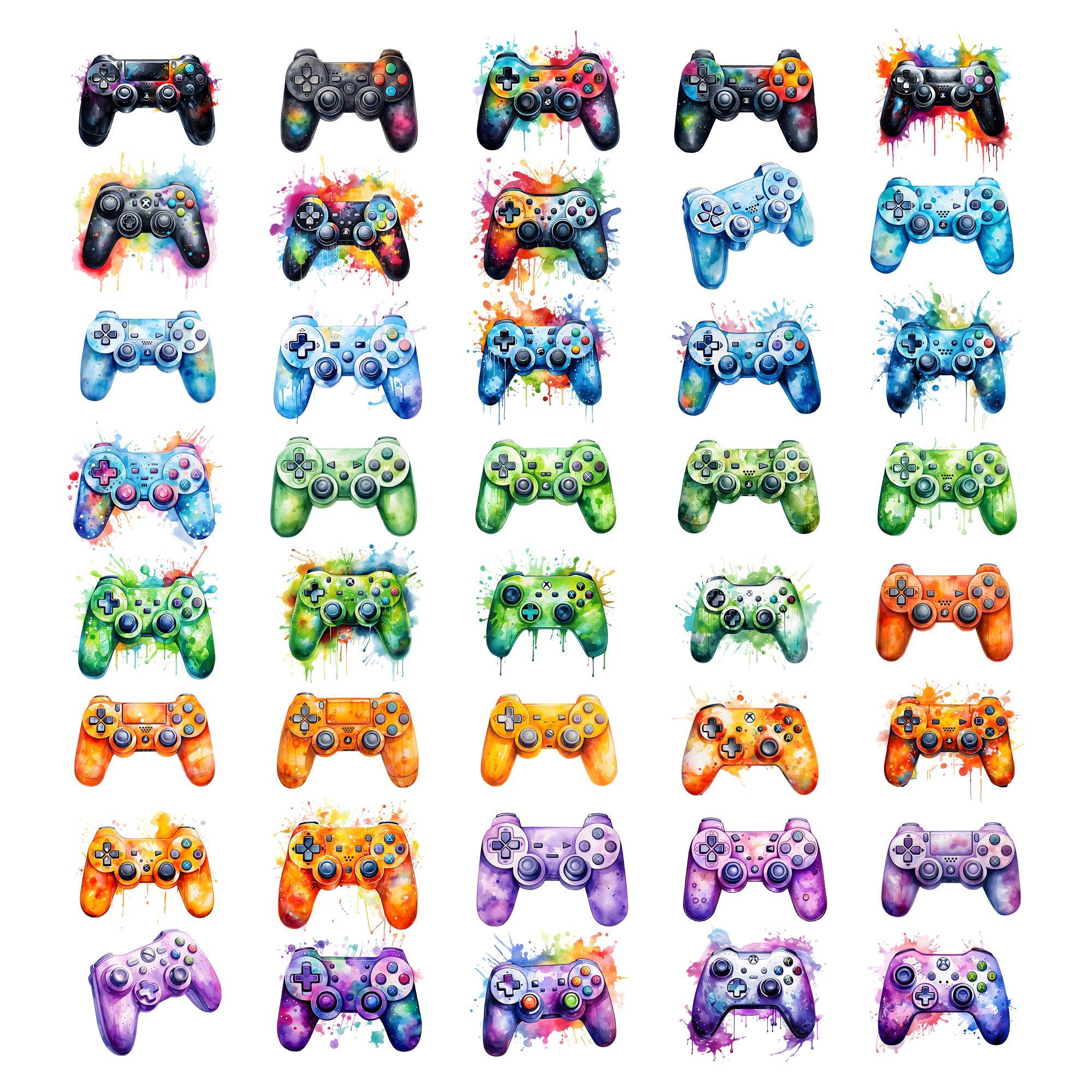 Watercolor Game Controller Clipart Bundle, Console Controllers Clipart ...