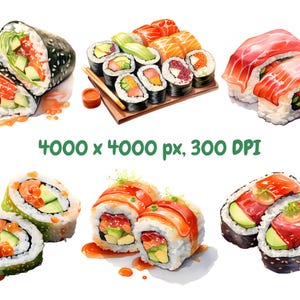 Watercolor Sushi Clipart Bundle, Japanese Food Clipart, Sushi ...