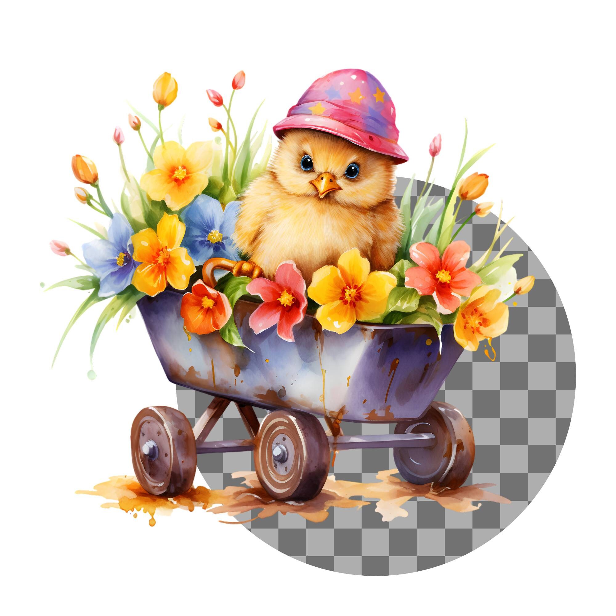 Watercolor Easter Chicks Clipart Bundle, Cute Baby Chick PNG, Happy ...