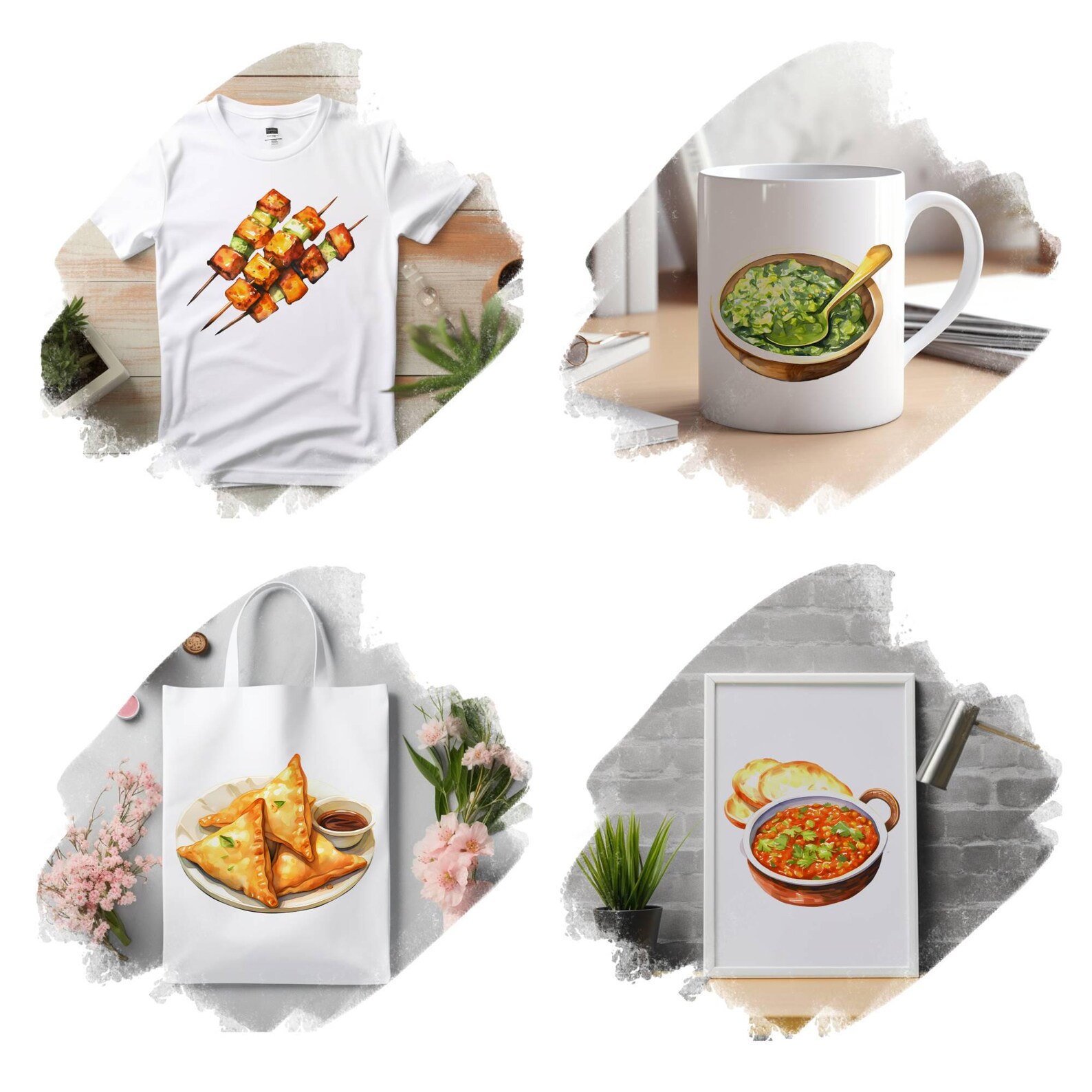 Watercolor Indian Food Clipart Bundle, Indian Cuisine Clipart, Dinner ...