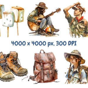 Watercolor Scouting Clipart Bundle, Boy Scout Clipart, Camping ...
