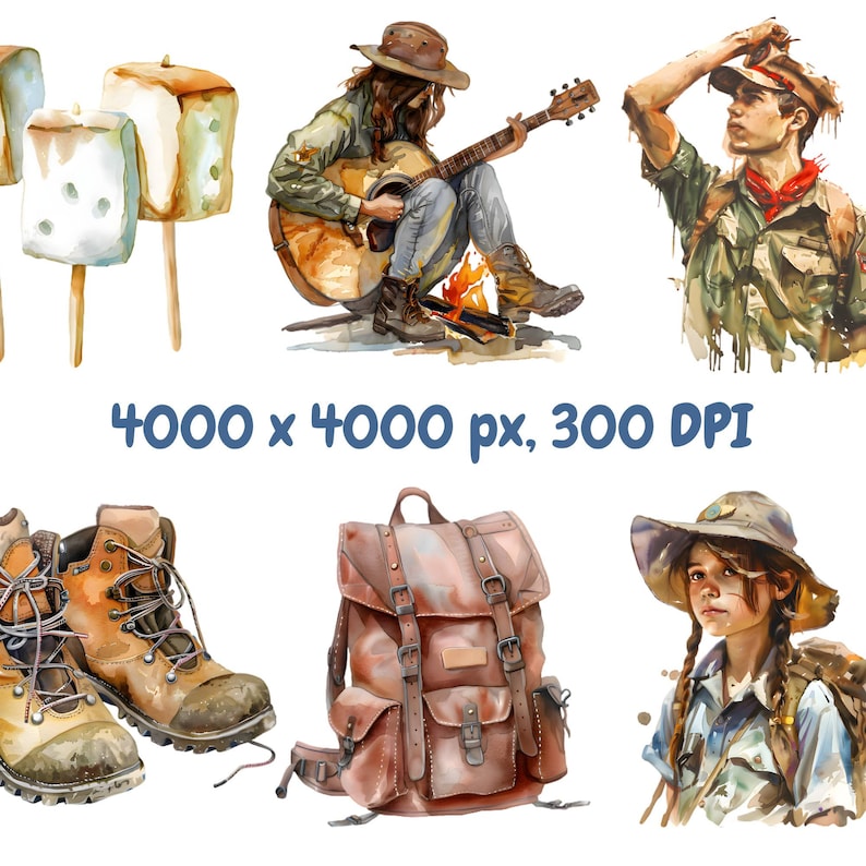 Watercolor Scouting Clipart Bundle, Boy Scout Clipart, Camping ...