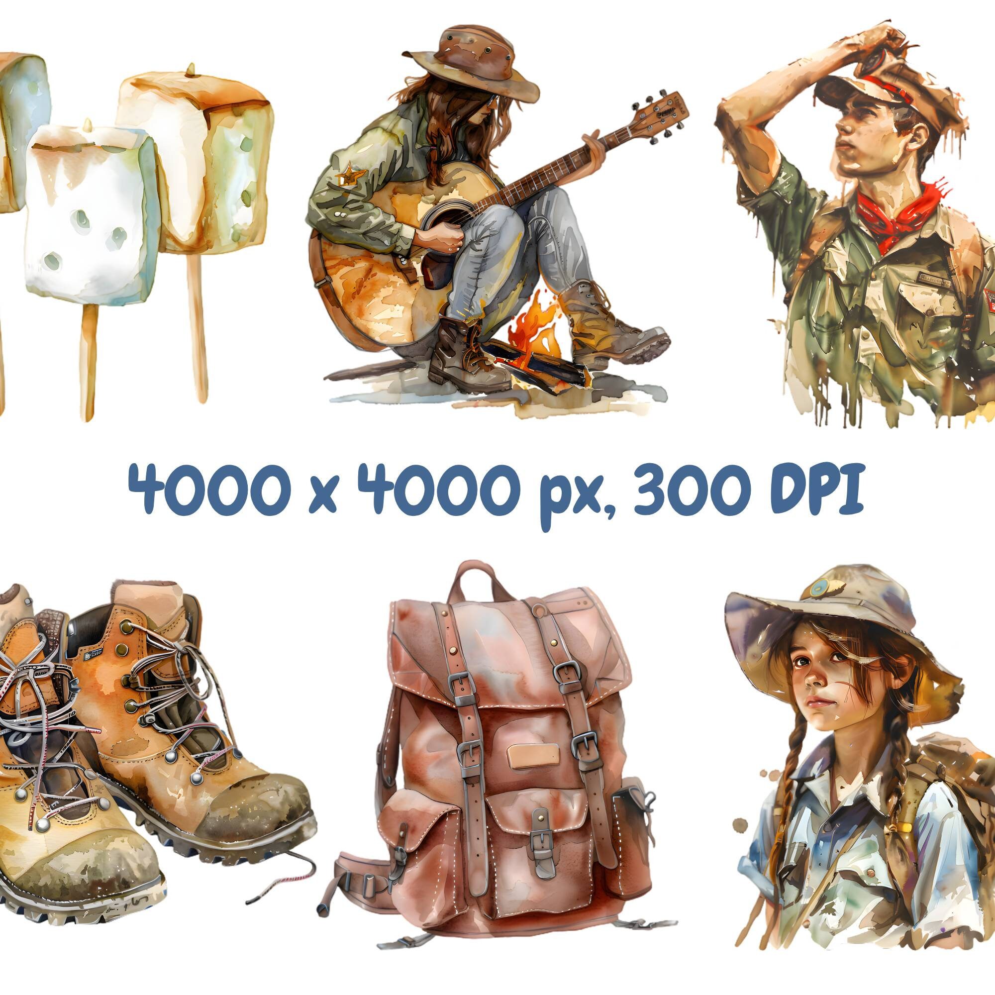 Watercolor Scouting Clipart Bundle, Boy Scout Clipart, Camping ...