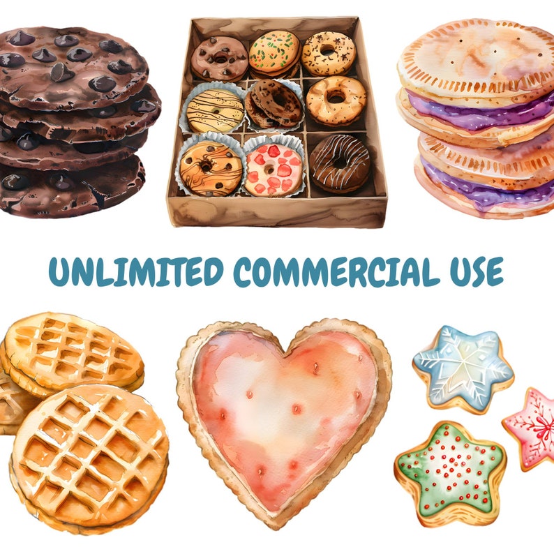Watercolor Cookies Clipart Bundle, Sweet Treats Clipart, Biscuit ...