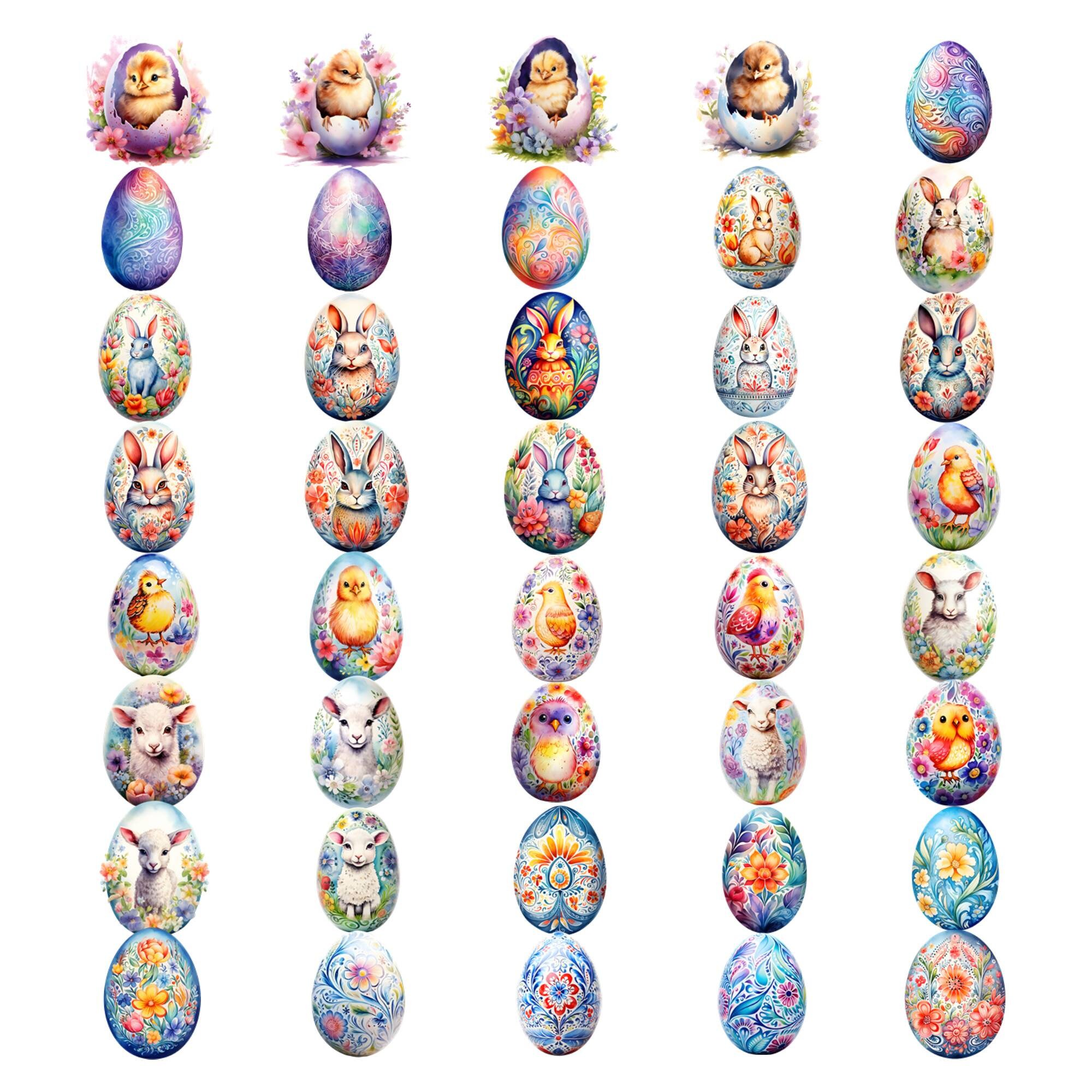 Watercolor Easter Eggs Clipart Bundle, Colorful Easter Egg PNG, Happy ...
