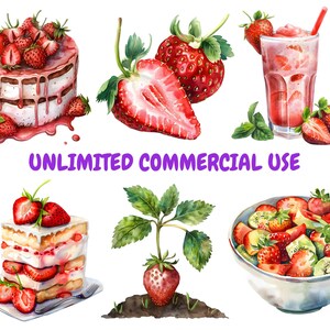 Watercolor Strawberry Clipart Bundle, Strawberry Farm Clipart ...