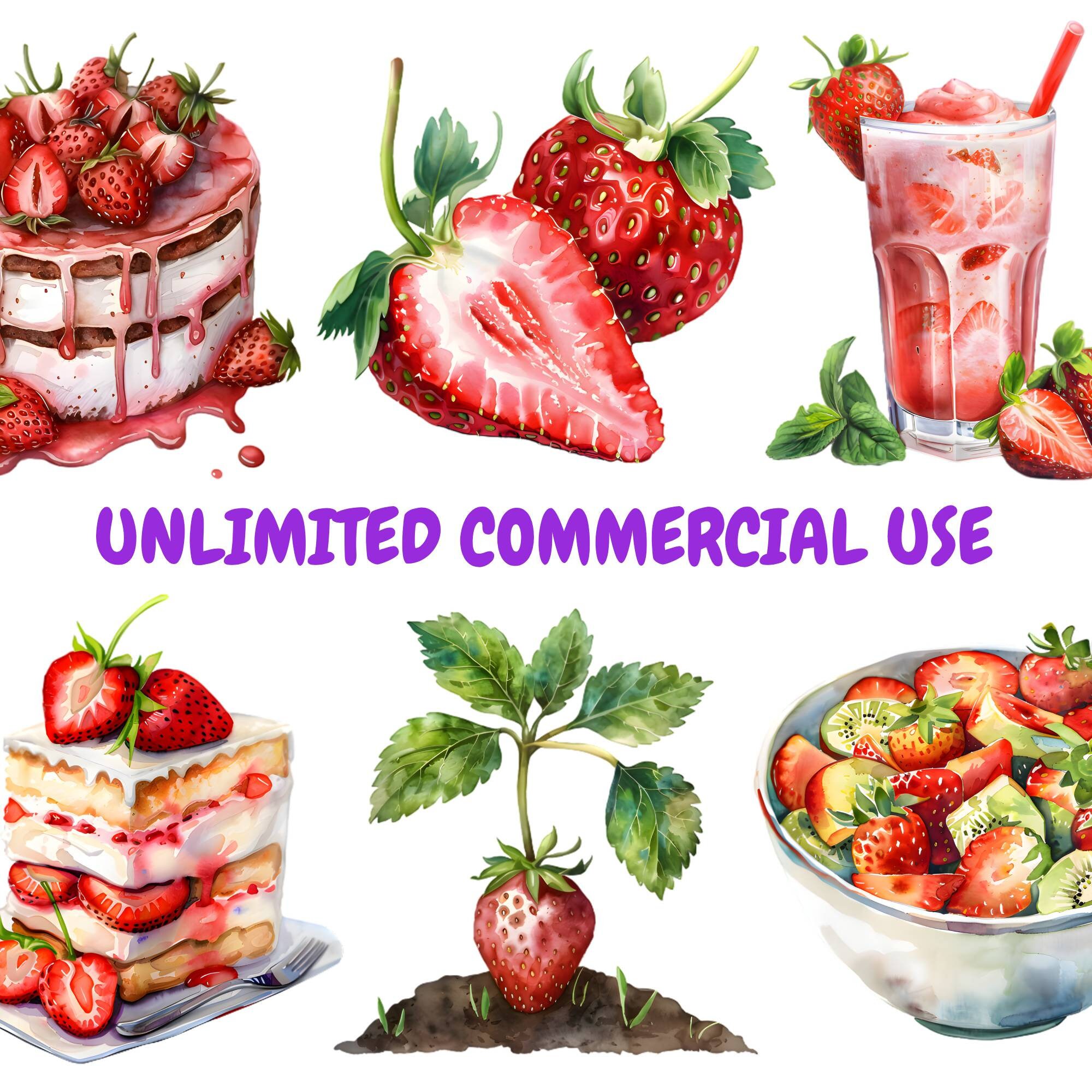 Watercolor Strawberry Clipart Bundle, Strawberry Farm Clipart ...