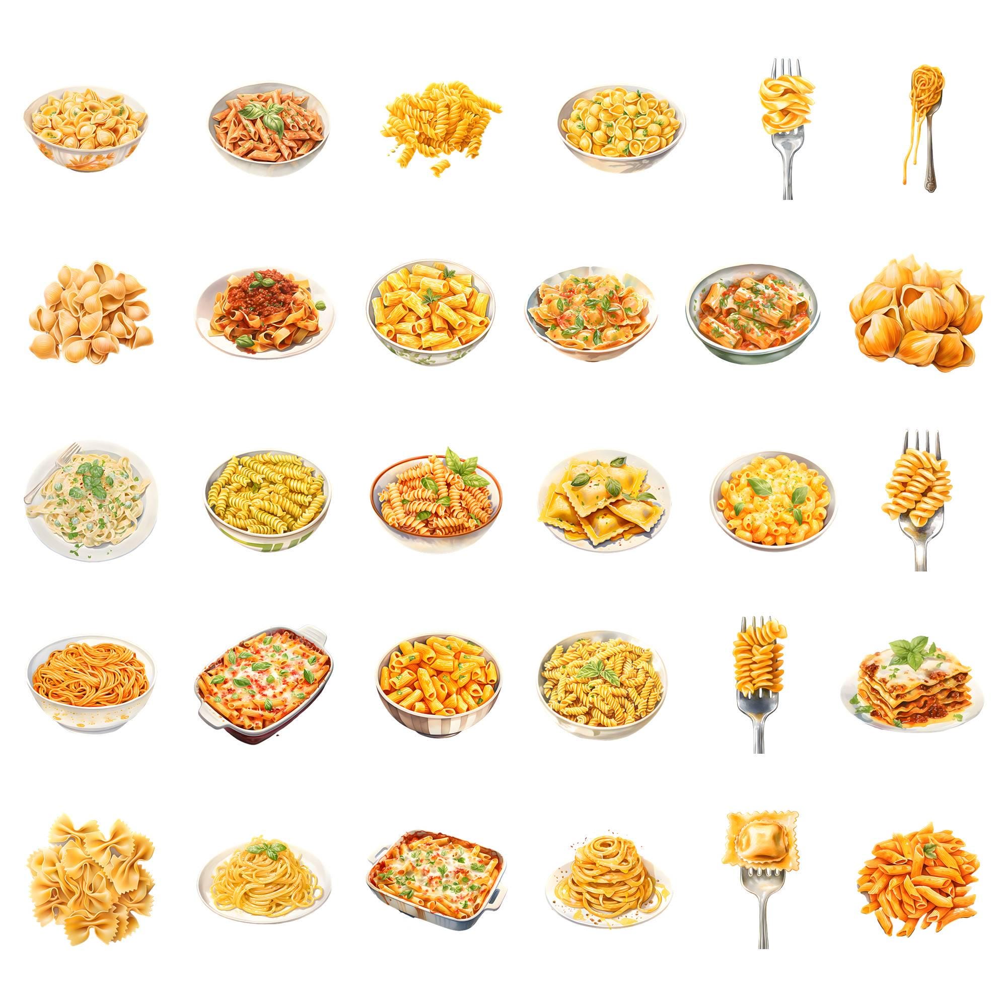 Watercolor Pasta Clipart Bundle, Italian Food Clipart, Spaghetti ...