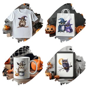 Watercolor Spooky Owls Clipart Bundle, Halloween Owl Clipart, Magic Owl ...