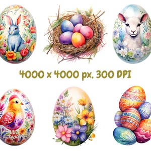 Watercolor Easter Eggs Clipart Bundle, Colorful Easter Egg PNG, Happy ...
