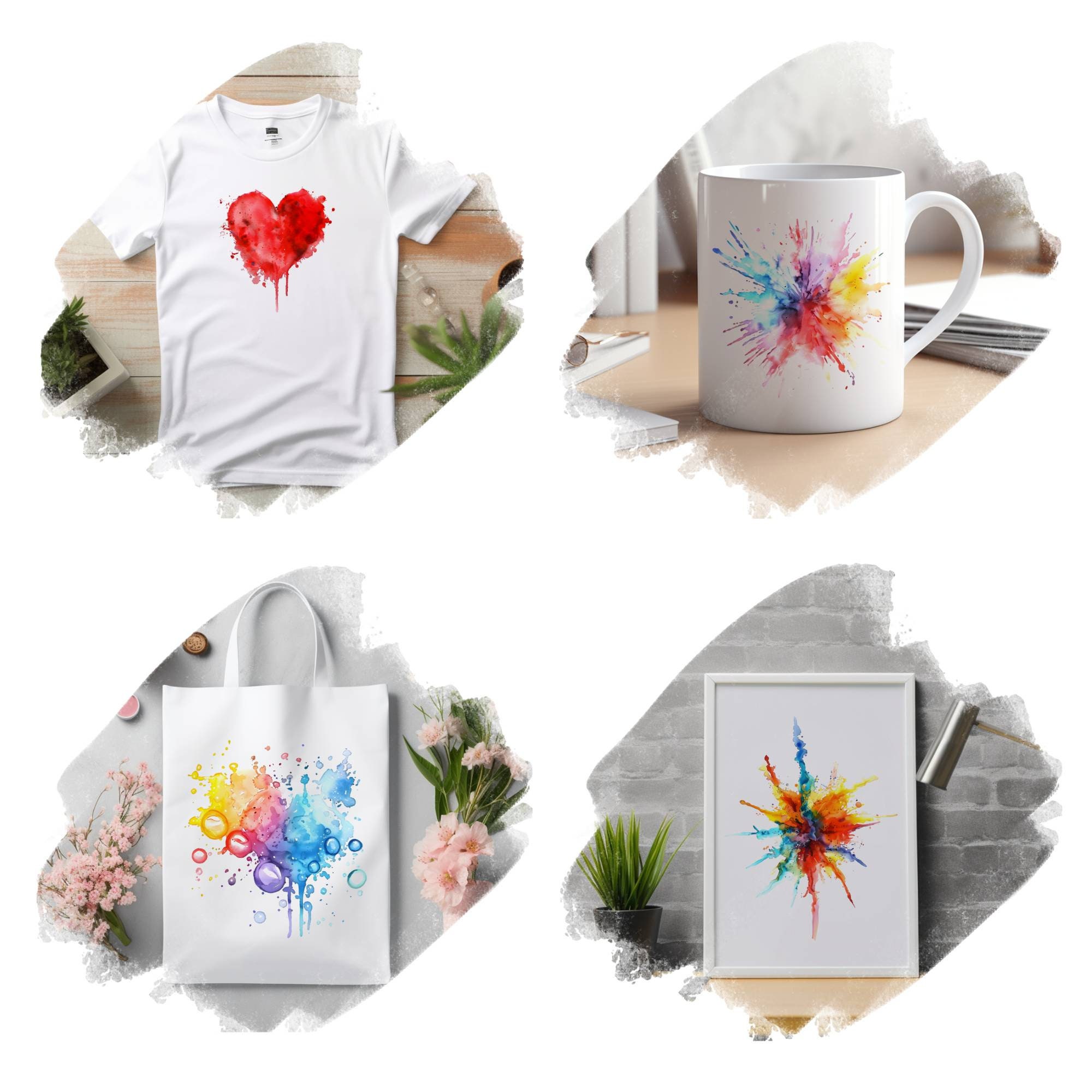 Watercolor Color Splash Clipart Bundle, Paint Splatter Clipart ...