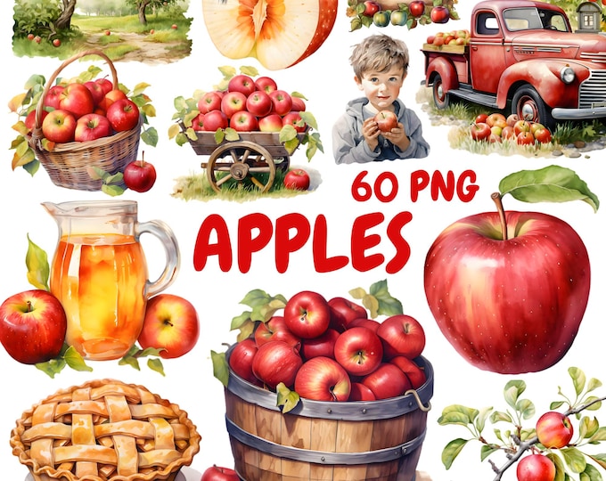 Apple Clipart, Fruits Clipart Bundle, All About Apple Clipart, Apple ...