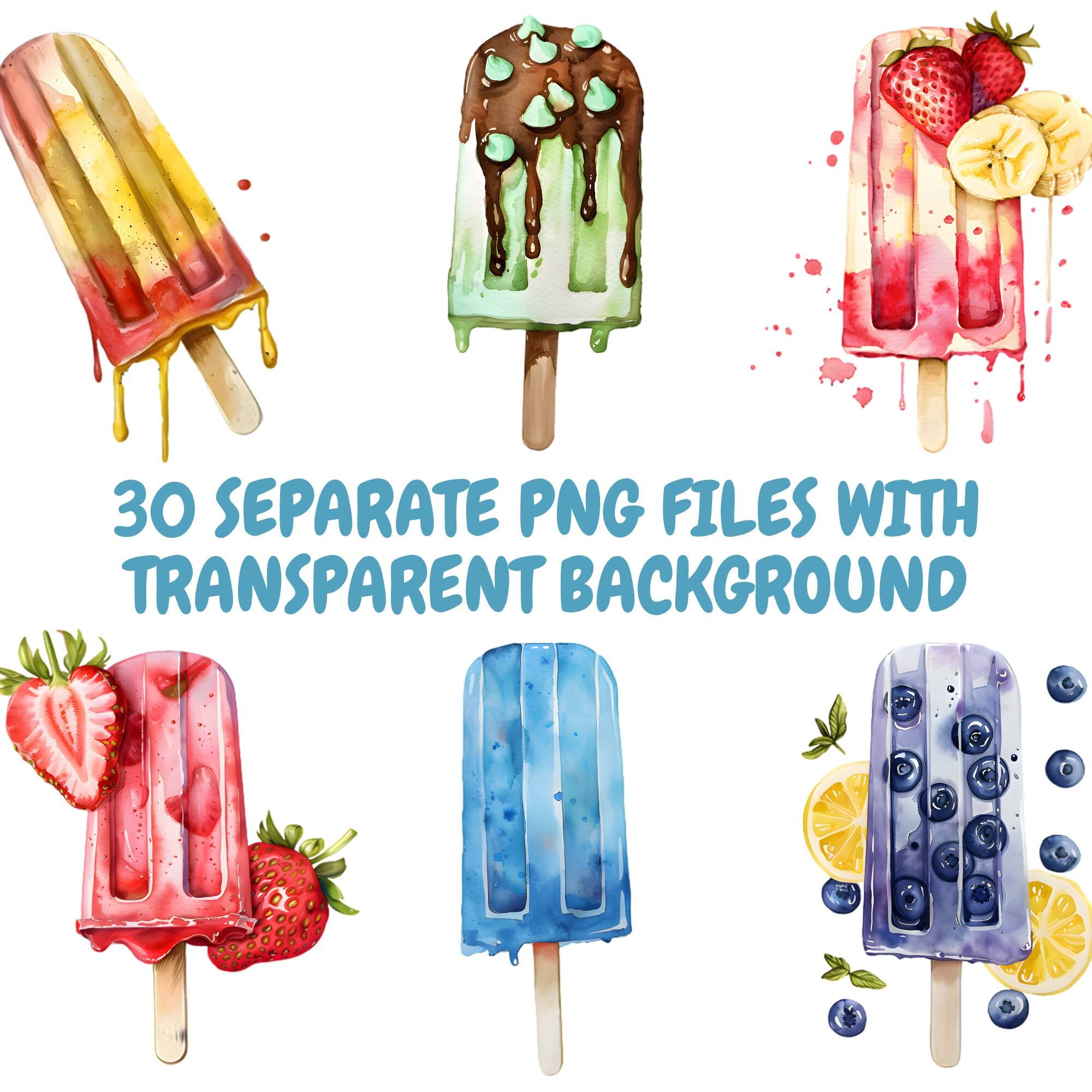 Watercolor Popsicles Clipart Bundle, Summer Treat Clipart, Popsicle ...