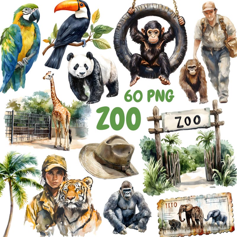 Transparent Zoo Clipart - Etsy