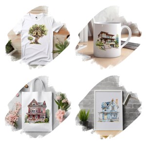 Watercolor Houses Clipart Bundle, Cottagecore Building Clipart, House ...
