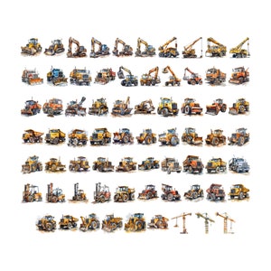 Watercolor Construction Vehicles Clipart Bundle, Dump Truck Clipart ...