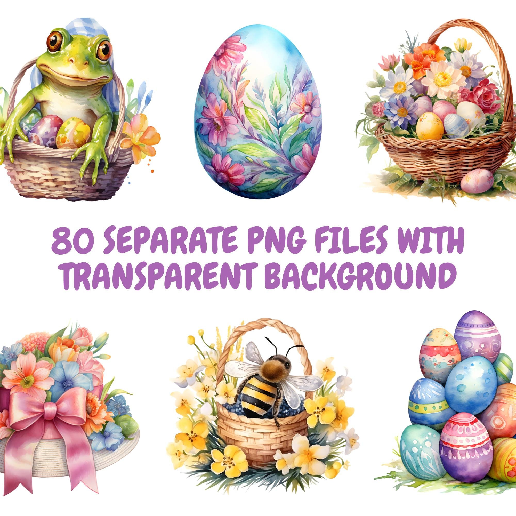 Watercolor Easter Animals Clipart Bundle, Cute Easter Animals PNG ...