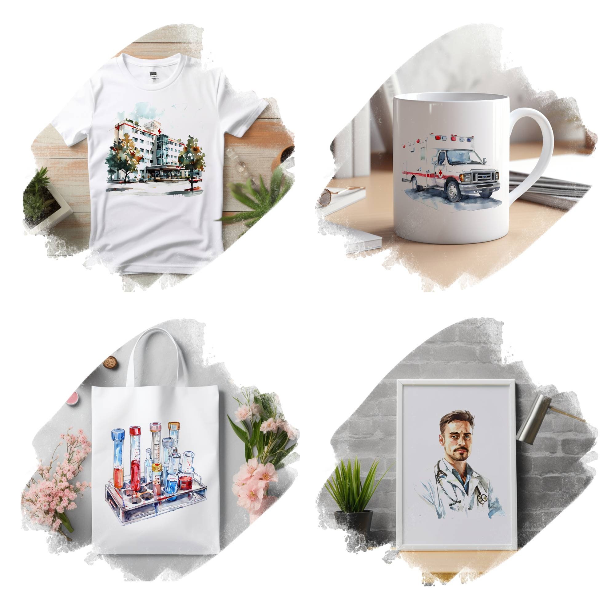 Watercolor Medical Clipart Bundle, Hospital Medicine Clipart ...