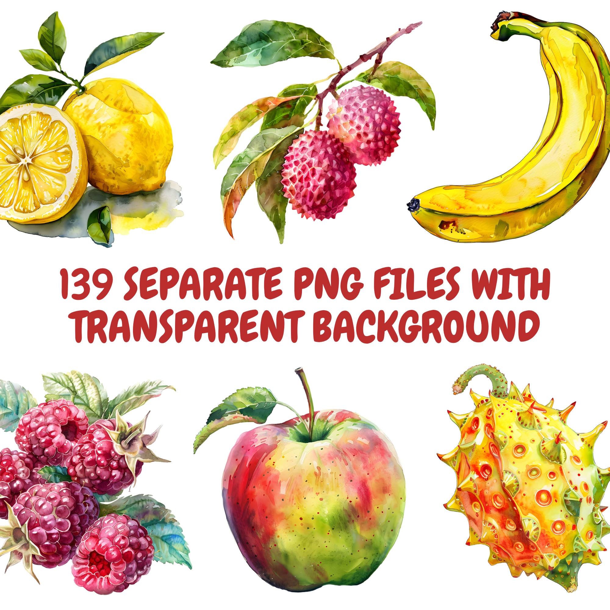 Watercolor Tropical Fruits Clipart Bundle, Healthy Food Clipart, Fruit ...