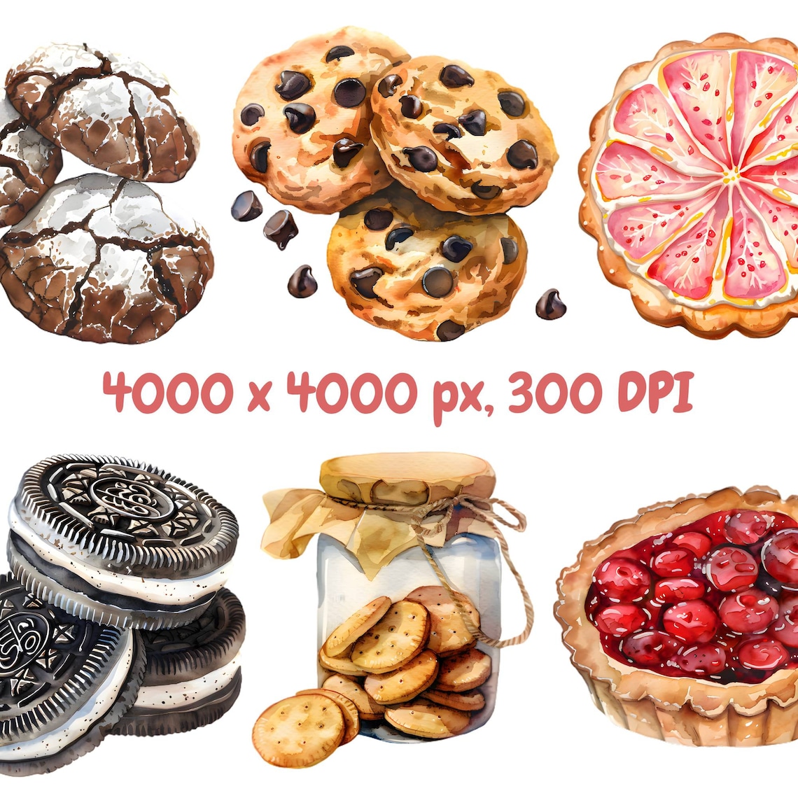 Watercolor Cookies Clipart Bundle, Sweet Treats Clipart, Biscuit ...