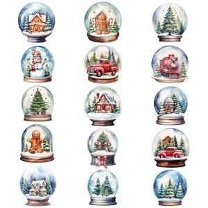 Watercolor Snow Globes Clipart Bundle, Christmas Globe Clipart, Winter ...